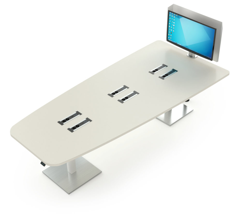 Tables de visioconférence et de travail collaboratif régables en hauteur