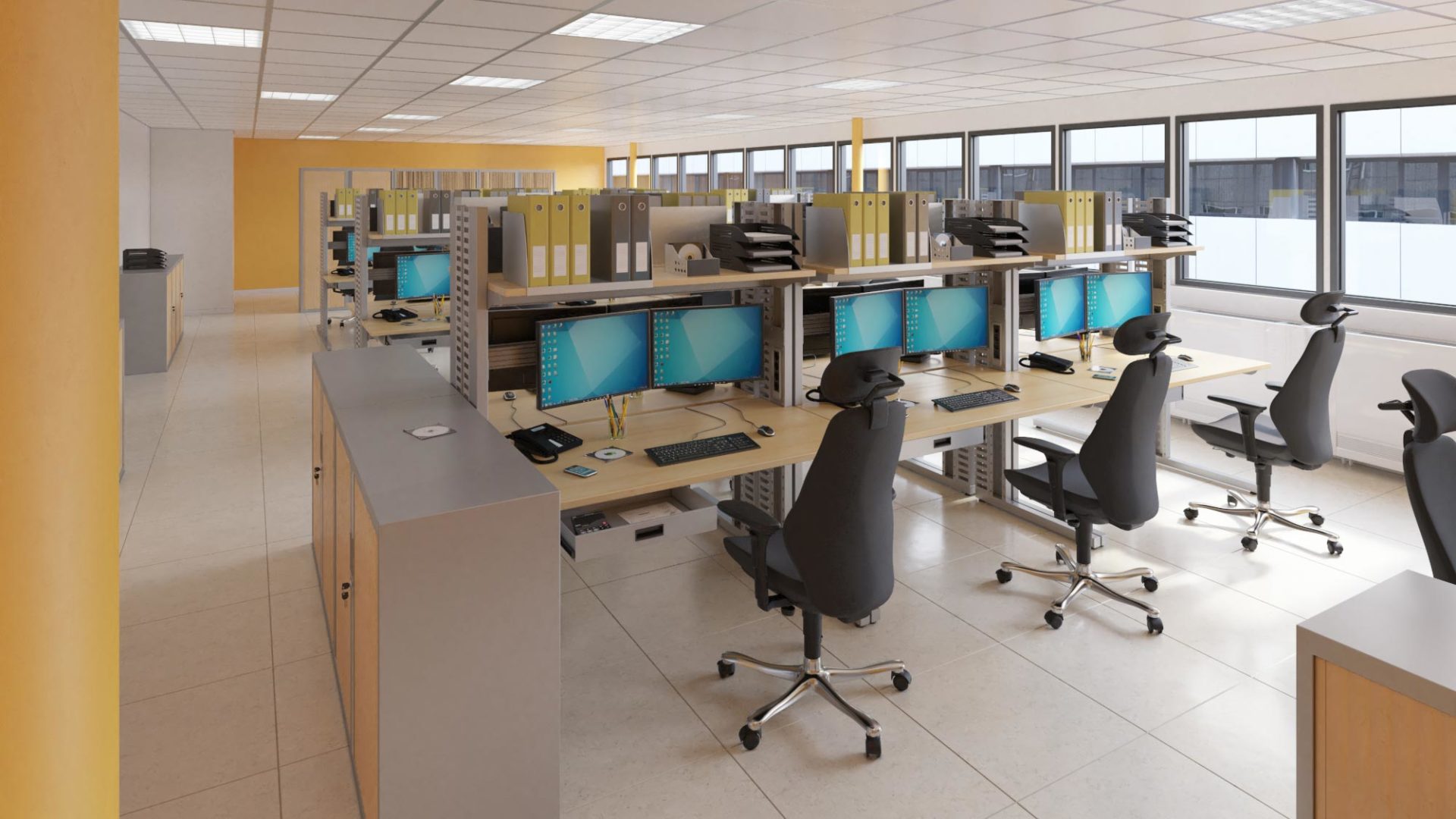 Salle de bancs d'essai aménagé avec les stations informatiques EGIC'LAN